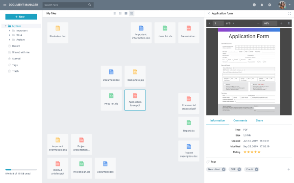 JavaScript UI component for documents management (DM) I Webix
