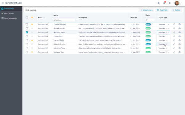 Javascript Report Manager Widget I Webix